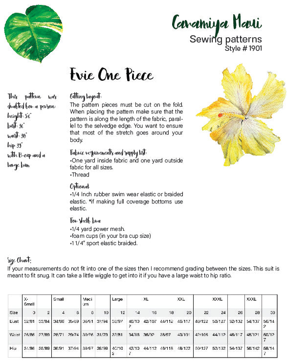 Evie One piece pdf swimsuit sewing pattern – Caramiya